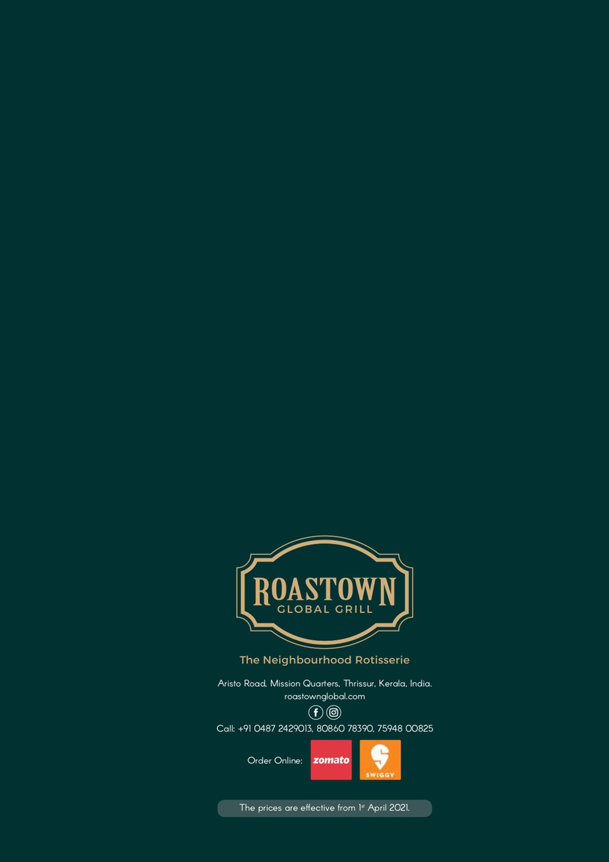 Roastown Global Grill | Menu